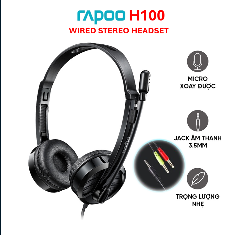 Tai nghe chụp tai Rapoo H100 - Có micro đàm thoại