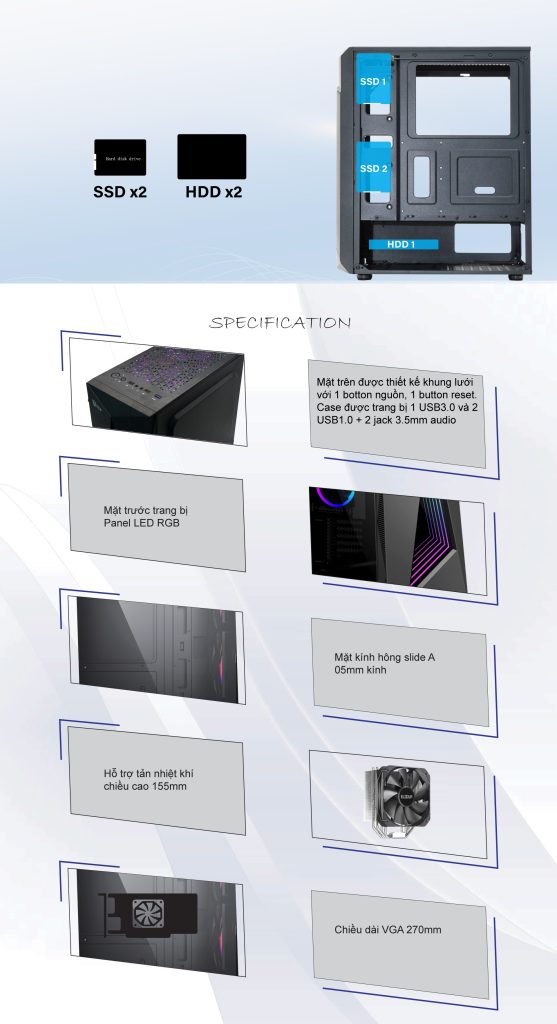 Case VSP Gaming KA33 - Đèn Led RGB